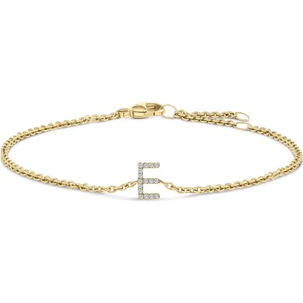 HAUS OF BRILLIANCE 10k Gold Diamond Accent Initial Charm Link Bracelet - Yellow | E